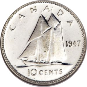 Coin: 10 Cents (Canada(1936~1952 - George VI) Col:CA-000053,WCC:km34