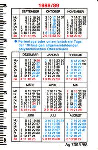 Pocket Calendar: Deutsche Reichsbahn (Germany, Democratic Republic (DDR ...