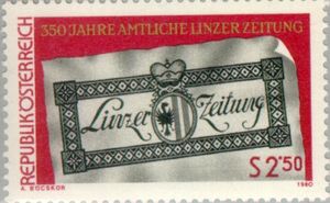 Stamp: 350 years Linzer Zeitung (Austria) Mi:AT 1657,Sn:AT 1166,Yt:AT ...