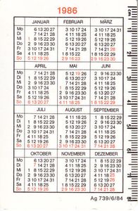 Pocket Calendar: Deutsche Reichsbahn (Germany, Democratic Republic (DDR ...