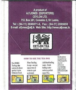 Tea Bag: Premium Blend Earl Grey Pure Ceylon Tea (Jones, Sri LankaCol ...