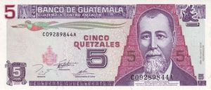 Banknote: 5 Quetzales (Guatemala) (1993-1995 Issue) Wor:P-88b