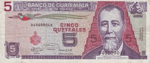 Banknote: 5 Quetzales (Guatemala(1989-1992 Issue) Wor:P-74b 💴