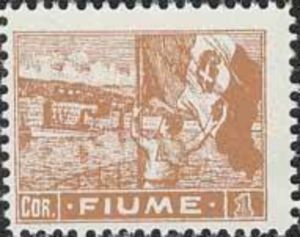 Stamp: Italian flag in the port of Fiume (Fiume(Definitives (1919)) Mi ...