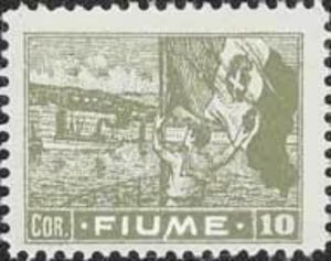 Stamp: Italian flag in the port of Fiume (Fiume) (Definitives (1919 ...