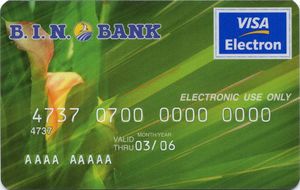 Bank Card: Visa Electron (Binbank, RussiaCol:RU-VE-0100