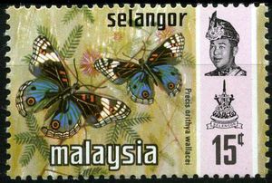 Stamp: Blue Pansy (Precis orithya ssp. wallacei) (Selangor(Butterflies ...
