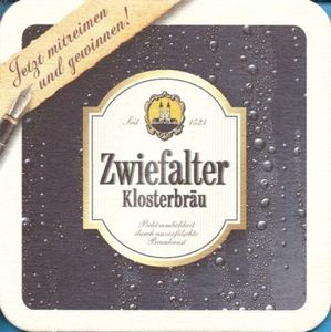 Beer Coaster: Zwiefalter Klosterbräu (Zwiefalter Klosterbräu oHG, Germany, Federal RepublicCol ...