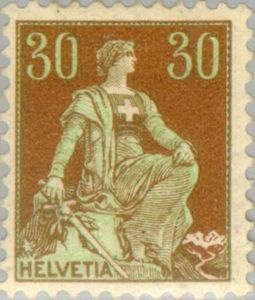 Stamp: Helvetia with sword (Switzerland(Helvetia with sword) Mi:CH 104x ...