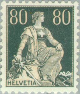 Stamp: Helvetia with sword (Switzerland(Helvetia with sword) Mi:CH 141x ...