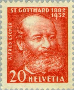 Stamp: Alfred Escher (1819-1882) (Switzerland(Gotthard-tunnel) Mi:CH ...