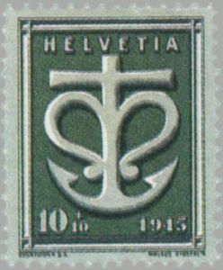 Timbre: Symbol for Faith, Hope, and Charity (Suisse(War Relief Fund) Mi ...