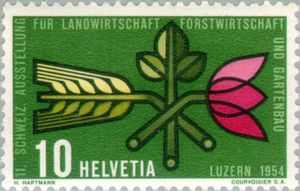 Stamp: Ear of Wheat and Flower (Agricultural Exhibition, Lucerne ...