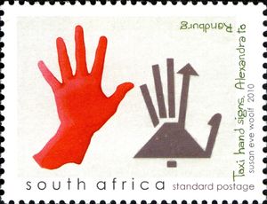 Stamp: Signs to order a taxi (South Africa(Taxi Hand Signs) Mi:ZA 1897 ...