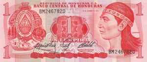 Banknote: 1 Lempira (Honduras(1980-1993 Issues) Wor:P-68b