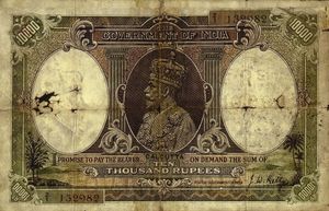 Banknote: 10,000 Rupees (India) (1917-1930 Issue) Wor:P-13b.2
