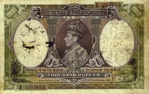 Banknote: 10,000 Rupees (India(1937 & 1943 ND Issue) Wor:P-22