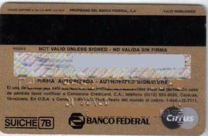 Bank Card: Banco Federal (Banco Federal, VenezuelaCol:VE-MC-0182