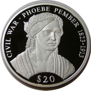 Coin: 20 Dollars (Phoebe Pember) (Liberia(2000 - American Civil War ...