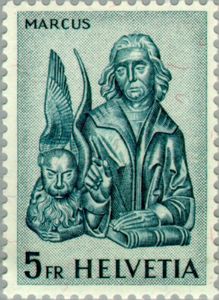 Stamp: Marcus - Saint Mark with the Lion (Switzerland(Evangelists) Mi ...