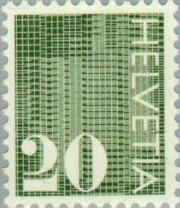 Stamp: Digits "20" on Patterned Background (Switzerland(Numeral (1970 ...