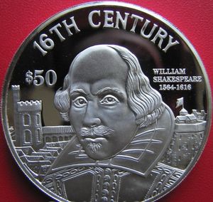Coin: 50 Dollars (16th Century - William Shakespeare) (Cook Islands ...