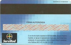 Bank Card: Deutsche Bank (Deutsche Bank, SpainCol:ES-VE-0135