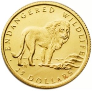 Coin: 25 Dollars (Lion) (Cook Islands(1990~2009 - Endangered Wildife ...