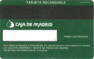 Tarjeta de Banco: CAJA de MADRID (Caja de Madrid, EspañaCol:ES-VC-0001.05