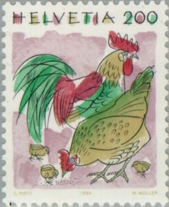 Stamp: Chicken (Gallus gallus domesticus) (Switzerland(Animals) Mi:CH ...