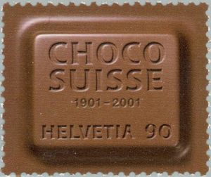 Stamp: Piece of Chocolate (Switzerland(Chocolate industry) Mi:CH 1759a ...