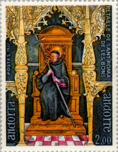 Stamp: Painting of the altar wall of Sant Romà de les Bons (Andorra ...