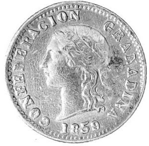 Coin: 2 Pesos (Colombia) (1858~1861 - Granadine Confederation) WCC:km127