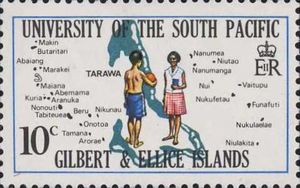 Stamp: Boy,Girl,Map of Tarawa (Gilbert and Ellice Islands(University ...