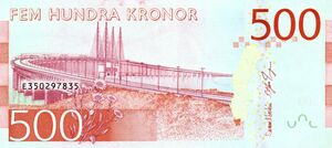 Banknote: 500 Kronor (Sweden(2015-2023 Issue) Wor:P-73b.2 💴