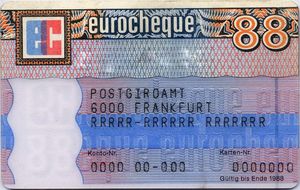 Tarjeta de Banco: eurocheque 88 (Postbank, AlemaniaCol:DE-GM-0004.01