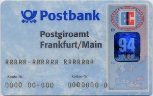 Bank Card: Postgiroamt - ec 94 (Postbank, Germany, Federal RepublicCol ...