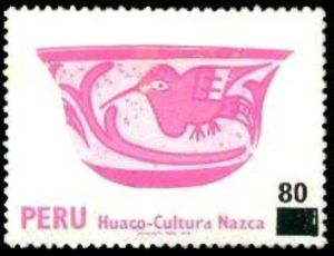Stamp: Nazca Bowl, Huaco - overprint (Peru(Definitives of 1980 ...