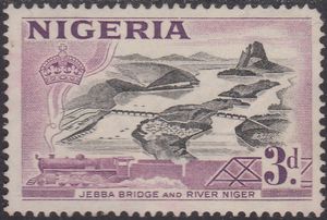 Stamp: Jebba Bridge and River Niger - Die I flat-bed printing (Nigeria ...