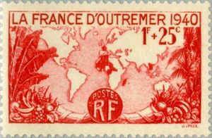Stamp: World Map Showing French Possessions (FranceYt:FR 453,Mi:FR 466 ...
