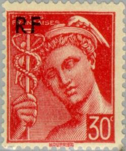 Stamp: Mercury, without POSTES, overprint RF (France(Mercury) Yt:FR 658 ...