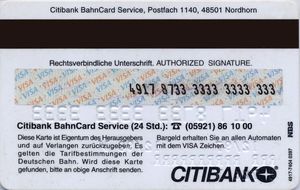 Bankkarte: DB - BahnCard (Citibank, Deutschland, BundesrepublikCol:DE ...