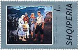 Stamp: Aiding the Partisans, by Guri Madhi (Albania(Albanian Paintings ...