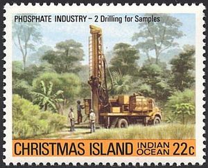 Stamp: Drilling for Samples (Christmas Island(Phosphate Industry) Mi:CX ...
