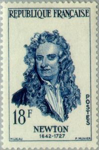 Stamp: Isaac Newton (1642-1727) (France) (Famous people (1957 II)) Yt ...