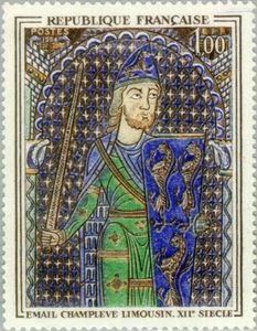 Stamp: Geoffrey V The Fair. 12th century enamel effigy (France ...