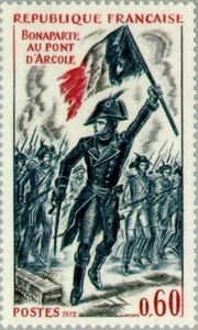 Stamp: Bonaparte at Arcole bridge by Antoine Gros (France(History of ...