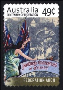 Selo: Parade Passing Federation Arch, Sydney (Austrália(Centenary of ...