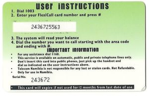 Phonecard: Flexicall Card (Mobile Namibia, Namibia) (Telecom Namibia ...