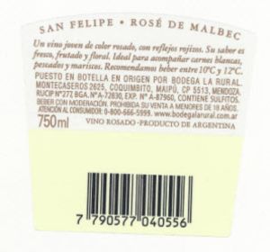 Drink Label: Rose de Malbec (La Rural Viñedos y Bodegas S.A. LTDA ...